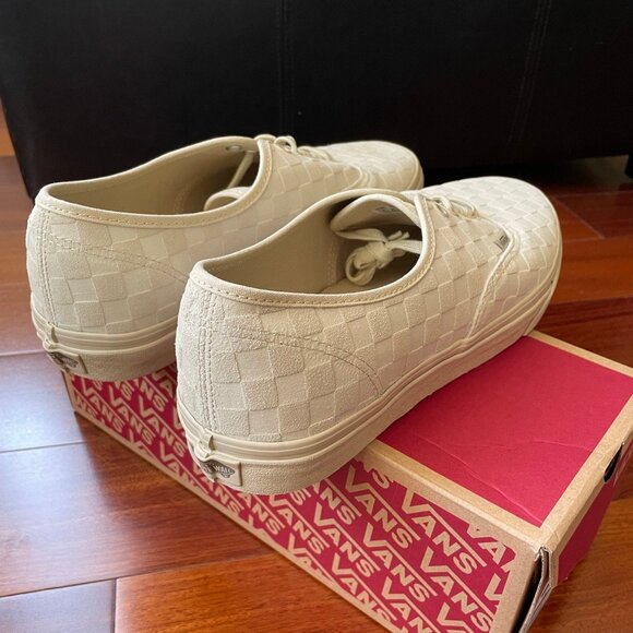 Vans | Shoes | Vans Sneakers Mens 3 Ivory Authentic Mono Checkerboard ...